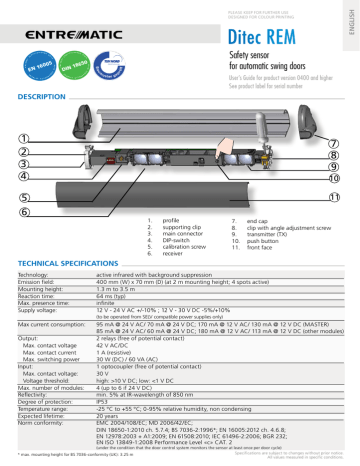 Ditec REM Safety sensor User's Guide | Manualzz
