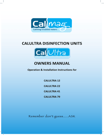 CalUltra 12, CalUltra 22, CalUltra 41, CalUltra 79 Owners Manual | Manualzz
