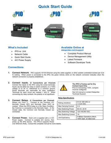 Dataprobe iPIO-16 Quick Start Guide | Manualzz