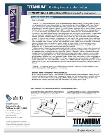 TITANIUM UDL-50 Installation Instructions | Manualzz