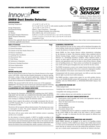 System Sensor Innovair Flex DNRW General Description Manual | Manualzz