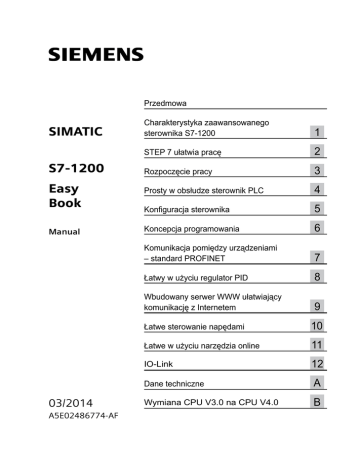 Instrukcja obsługi | SIEMENS S7-1200 Easy Book sterownik PLC Podręcznik ...