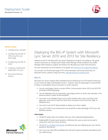 F5 BIG-IP System Deployment Guide for Site Resiliency | Manualzz