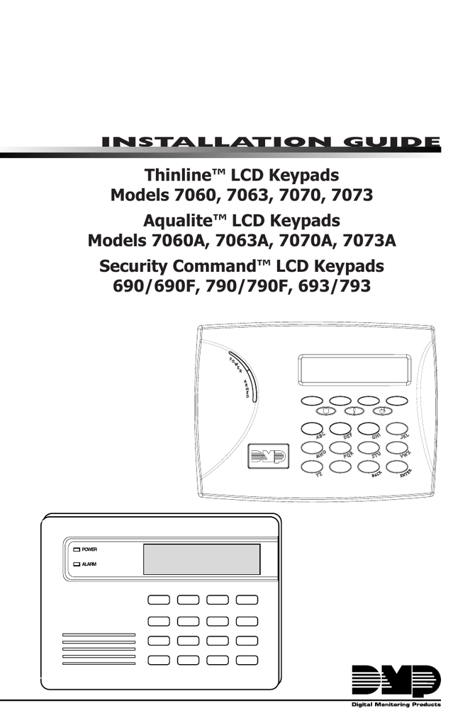 DMP Electronics Thinline 7073 Installation manual | Manualzz