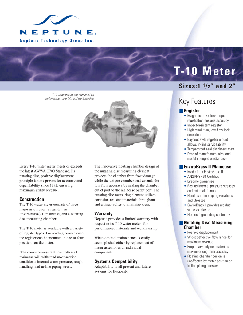 Fuel & Energy Business & Industrial Neptune 11/2 T-10 Water Meter ...