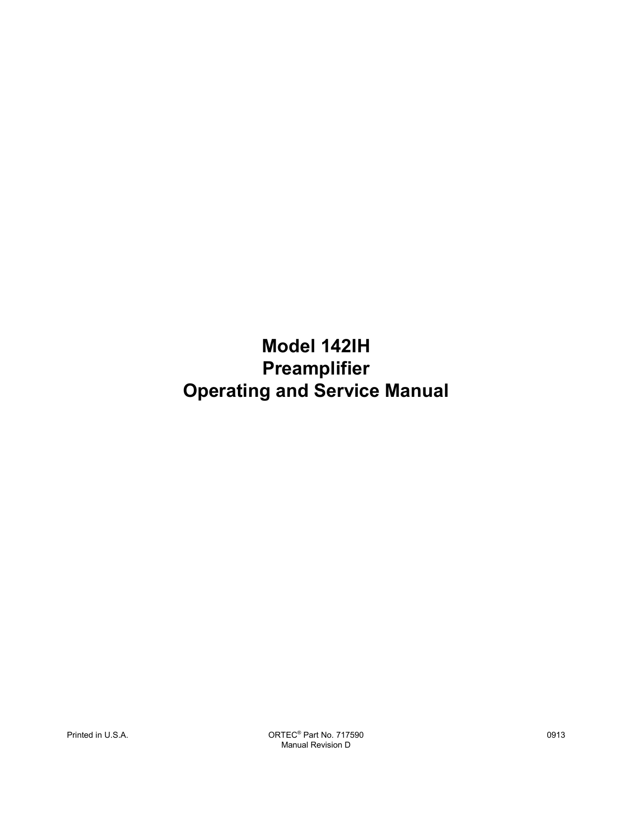 ORTEC 142IH Operating and Service Manual | Manualzz