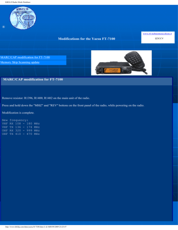 Yaesu FT-7100 Modification Guide | Manualzz