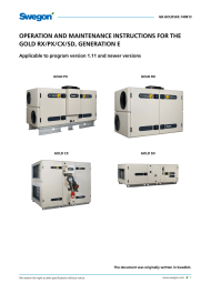 Swegon GOLD RX - User manual, Operation And Maintenance Instructions ...