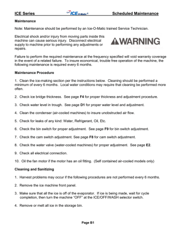 Ice Machine Maintenance Instruction | Manualzz