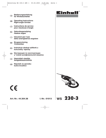 Einhell WS 230/3 Angle Grinder Instructions | Manualzz