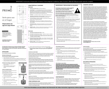 Primo 601090 Premium Bottom Load Bottled Water Dispenser Owner's Manual ...