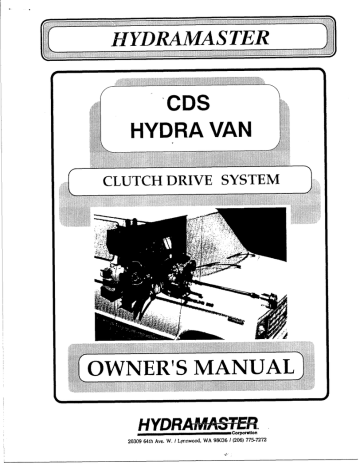 HydraMaster CDS Hydra-Van Owner's Manual | Manualzz