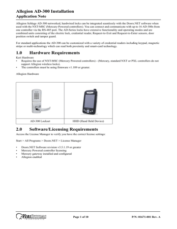 Allegion AD-300 Application Note | Manualzz