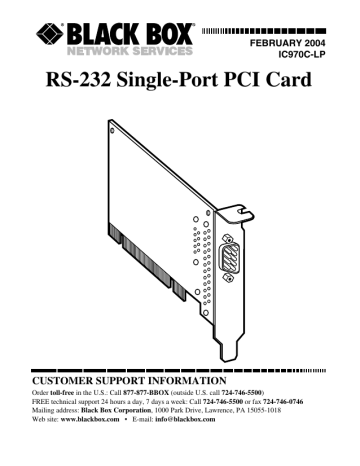 RS-232 Single-Port PCI Card IC970C-LP User Manual | Manualzz
