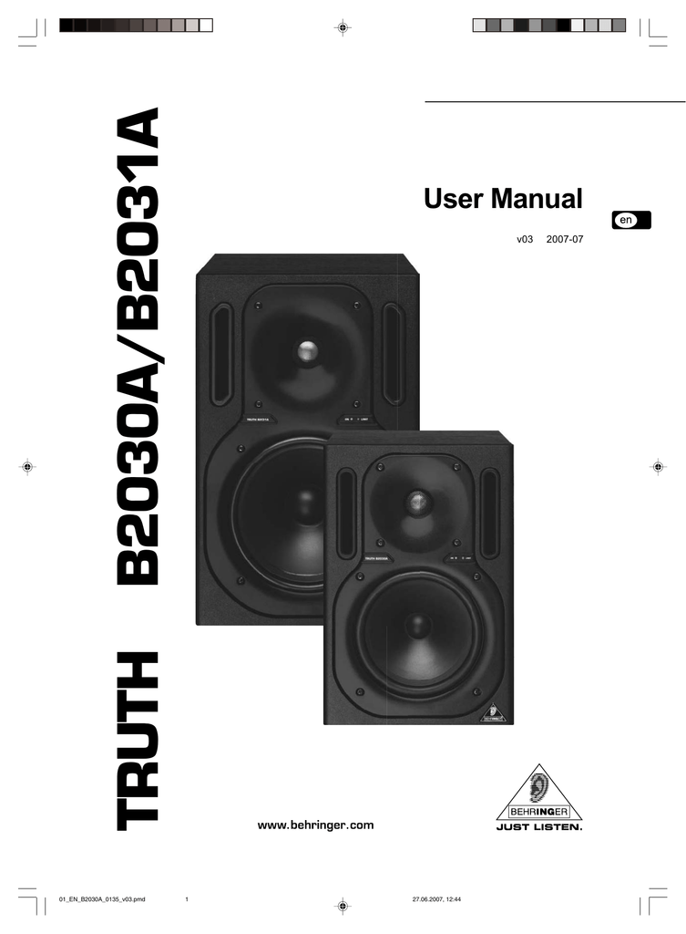 Behringer TRUTH B2031A User manual | Manualzz