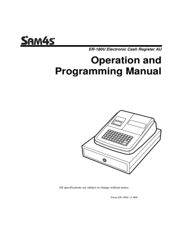 SAM4S ER-180U Electronic Cash Register AU Operation and Programming ...