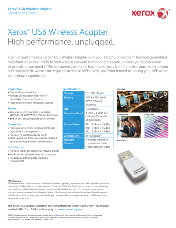 Specifications Sheet – Xerox USB Wireless Adapter | Manualzz