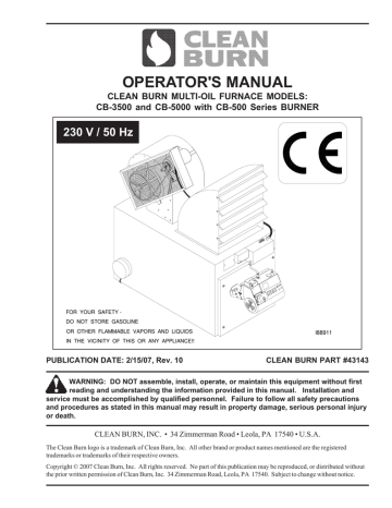 CLEAN BURN CB-500 series Operator's Manual | Manualzz
