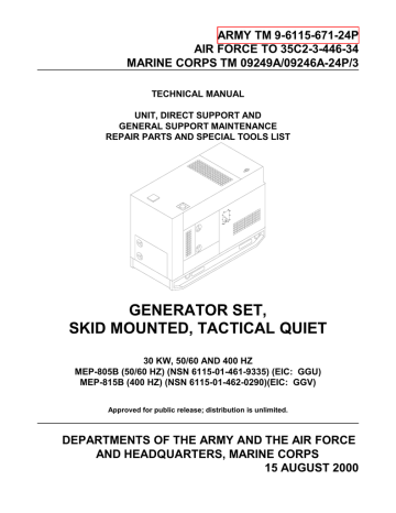 Generator Set MEP 805B, MEP 815B Technical Manual | Manualzz