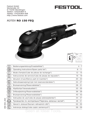 Festool ROTEX RO 150 FEQ Operating Instructions | Manualzz