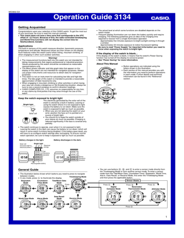 CASIO watch 3134 Operation Guide | Manualzz