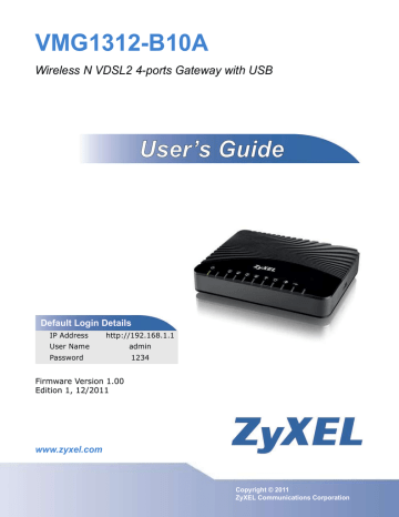 Wireless Gateway VMG1312 B10A User's Guide | Manualzz