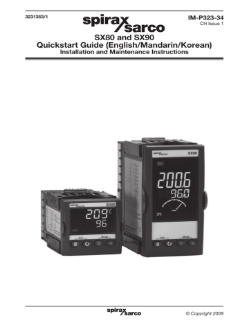 Spirax Sarco Controller SX80, SX90 Quickstart Guide | Manualzz