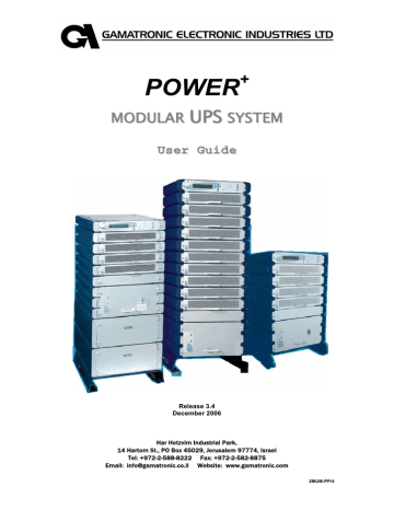 Gamatronic POWER+ Modular UPS System User Guide | Manualzz