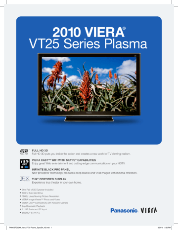 Panasonic VT25 Flat Panel Television User manual | Manualzz