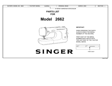 Singer 2662 Sewing Machine User manual | Manualzz