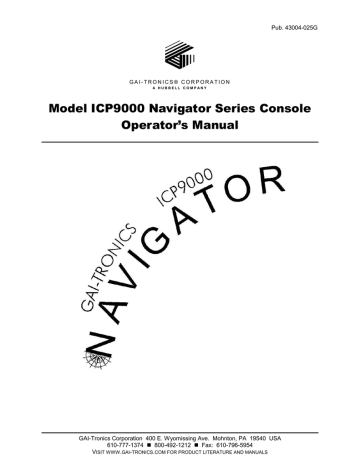 GAI-Tronics ICP9000 Navigator Series User Guide | Manualzz