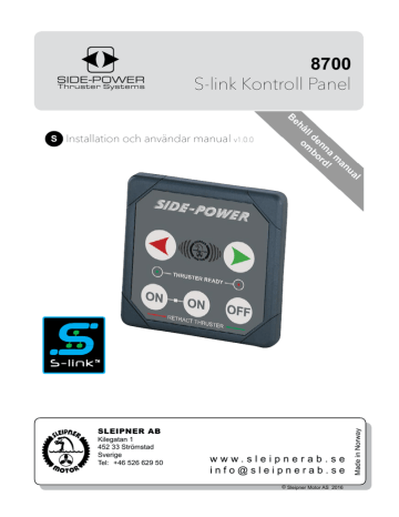 Sleipner 8700 Control panel Installation Manual | Manualzz
