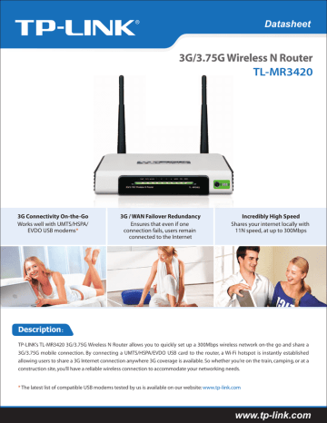 TP-LINK TL-MR3420 Datasheet | Manualzz