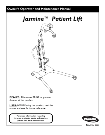 Invacare Jasmine Lift Owners Manual | Manualzz