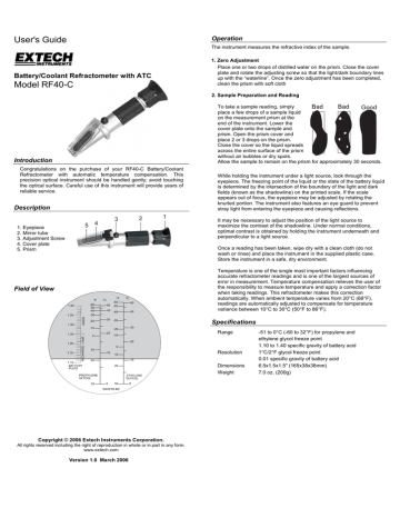 Extech Battery/Coolant Refractometer RF40-C User's Guide | Manualzz