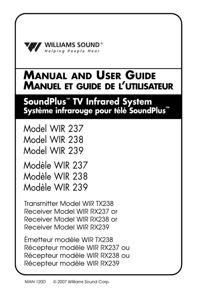 Williams Sound SoundPlus WIR 239 Manual And User Manual | Manualzz
