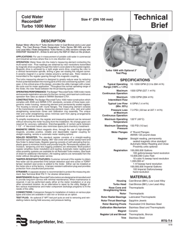 Badger Meter Turbo 1000 Technical Brief | Manualzz
