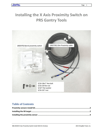 ShopBot X Axis Proximity Switch Installation Instructions | Manualzz