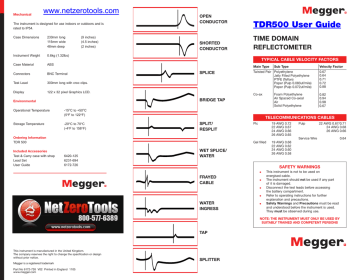 Megger TDR 500 User Guide | Manualzz
