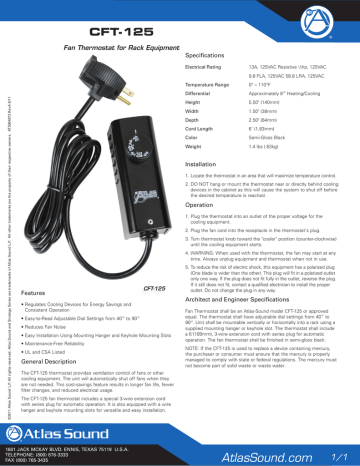 Fan Thermostat CFT 125 Datasheet | Manualzz