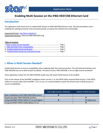 Star Micronics IFBD-HE07/08 Ethernet Card Application Note | Manualzz