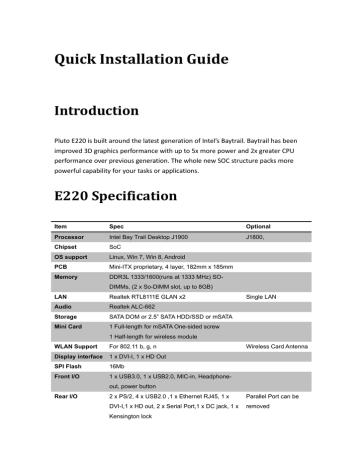 Mitac Pluto E220 Quick Installation Guide | Manualzz