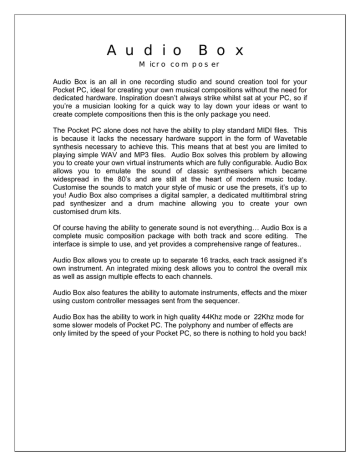 Audio Box Audio Box Micro composer User Manual | Manualzz