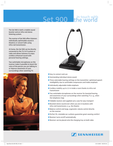 Sennheiser SET 900 Spec sheet | Manualzz