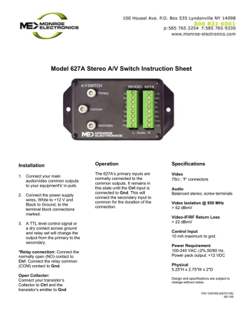 Monroe Electronics 627A User Manual | Manualzz