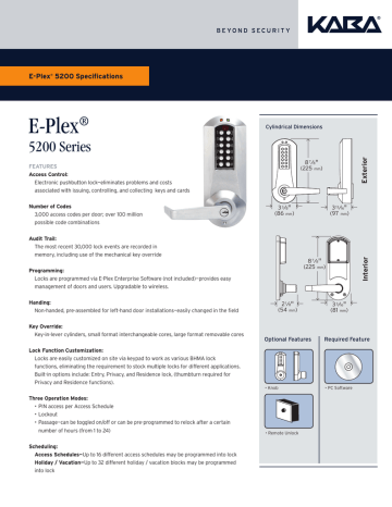 Dormakaba E-Plex 5200 Series Specification | Manualzz