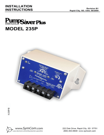 SymCom PumpSaver Plus 235P Installation Instructions | Manualzz