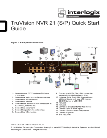 TruVision NVR 21 (S/P) Quick Start Guide | Manualzz