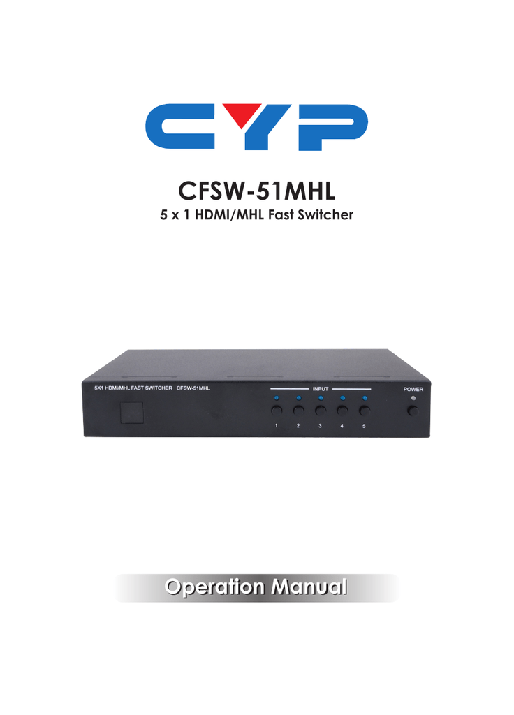 CYP CFSW-51MHL Operation Manual | Manualzz