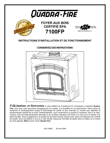 Foyer aux bois SL-300 7100FP et Dura-Plus 7100FP - Instructions | Manualzz